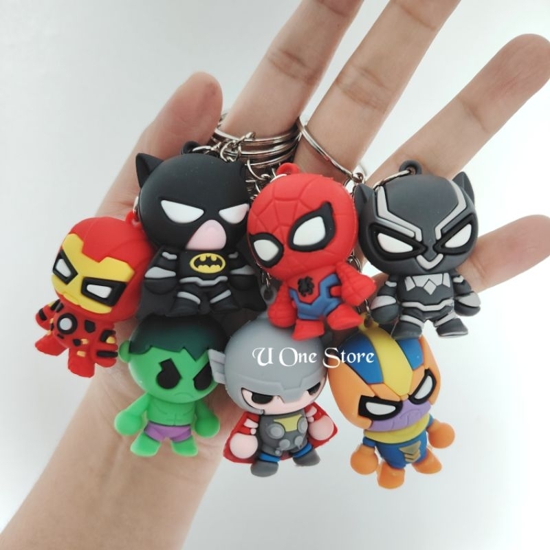 3D Marvel Keychain Ironman Spiderman Hulk Batman Thor Black Panter ...