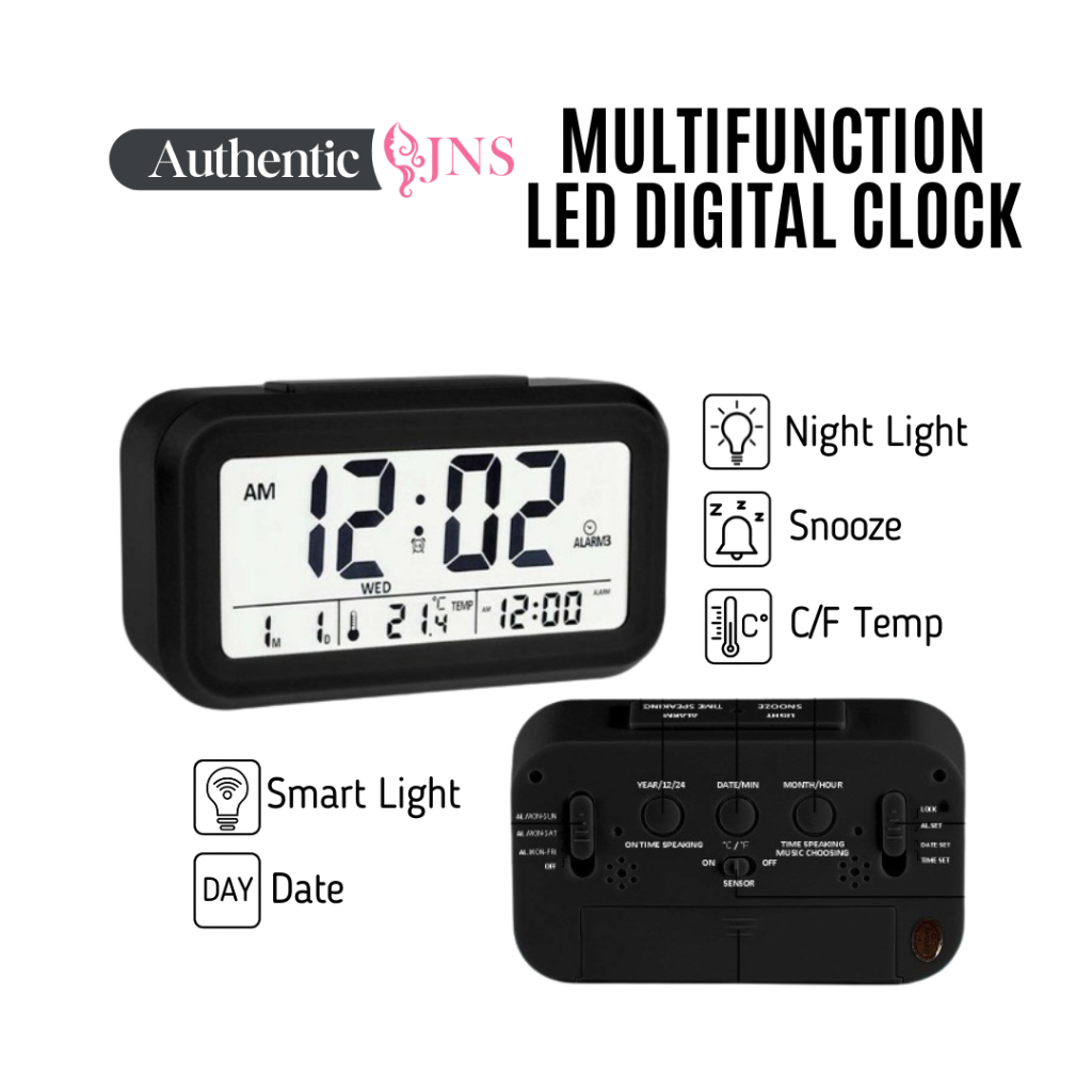Multifunction LED Digital Clock Time With sensor light Calendar ...