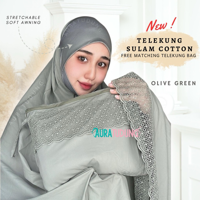 𝗣𝗢𝗦𝗧 𝗧𝗢𝗗𝗔𝗬 FREE beg & facemask Telekung Sulam Cotton Lace Soft Awning ...