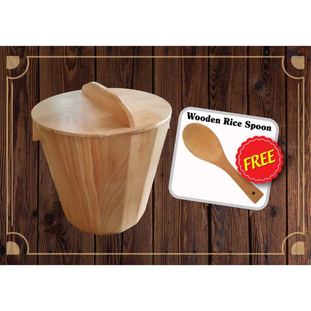 Wooden Rice Bucket 10 kg Tong Beras Kayu | Shopee Malaysia