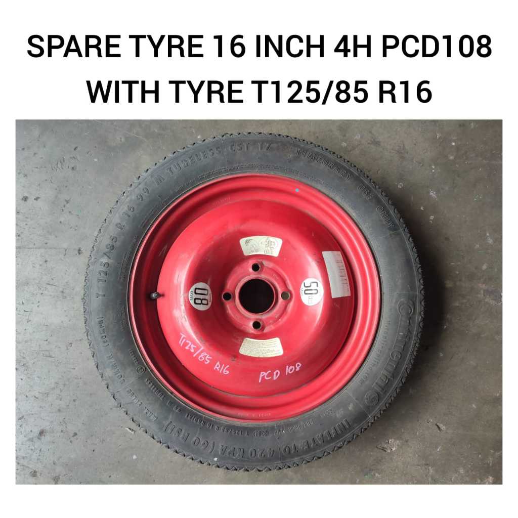 Spare Tyre 16 Inch Inci 4H PCD108 ( T125/85 R16 ) Peugeot 206 208 307 ...