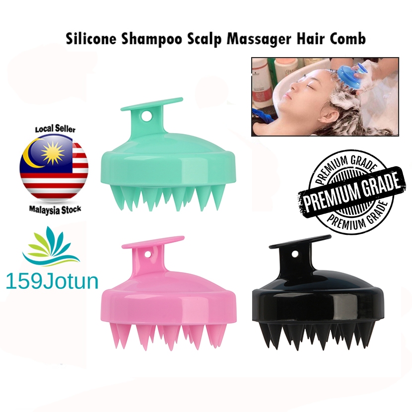 Soft Silica Gel Shampoo Scalp Hair Massager Silicone Comb Scrubber Head ...