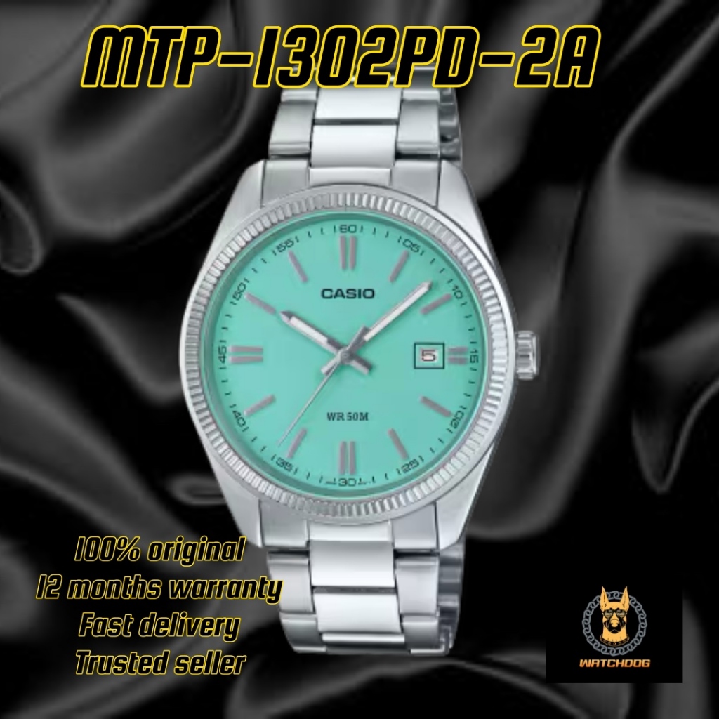 Casio MTP-1302PD-2A2 Silver Analog Watch Casual Design Tiffanny Blue ...
