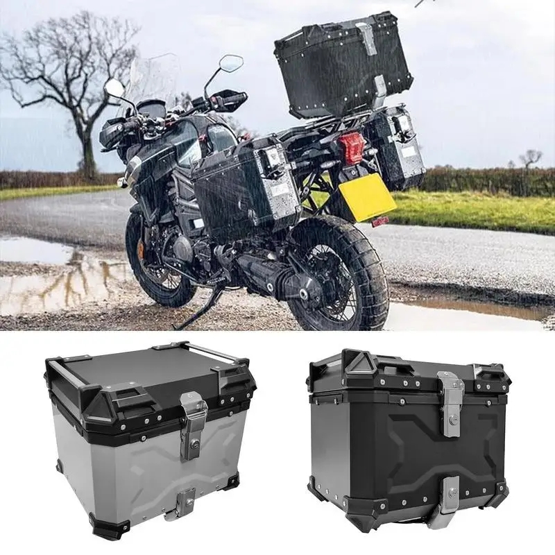 Top Box Aluminium Motorcycle 45L with Universal Base Plate Motorcycle ...