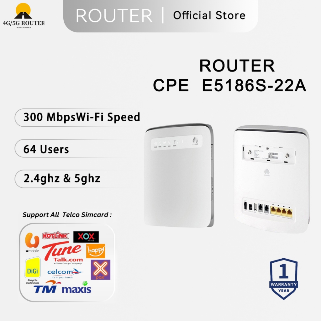 Huawei E5186 4G LTE Wireless Gateway E5186s-22a Modem Router WiFi ...