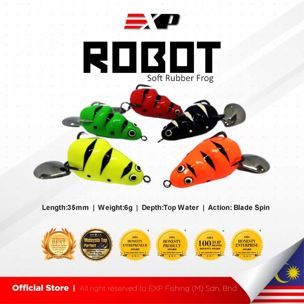 EXP ROBOT FROG Soft Rubber Frog Expert For Snakehead Hunter Haruan ...