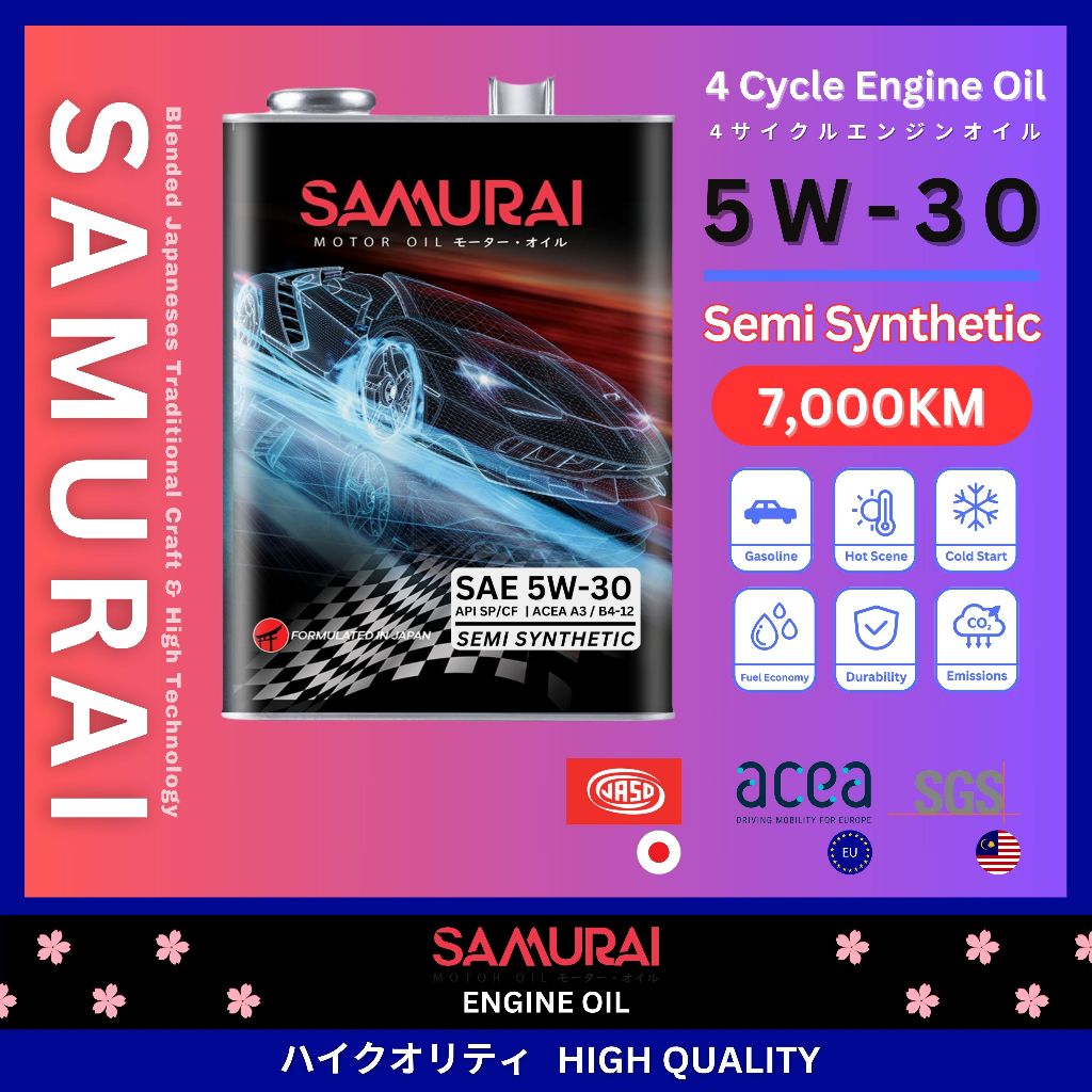 Samurai Japan Engine Oil Semi Synthetic 5W30 API SP/CF Perodua Proton ...
