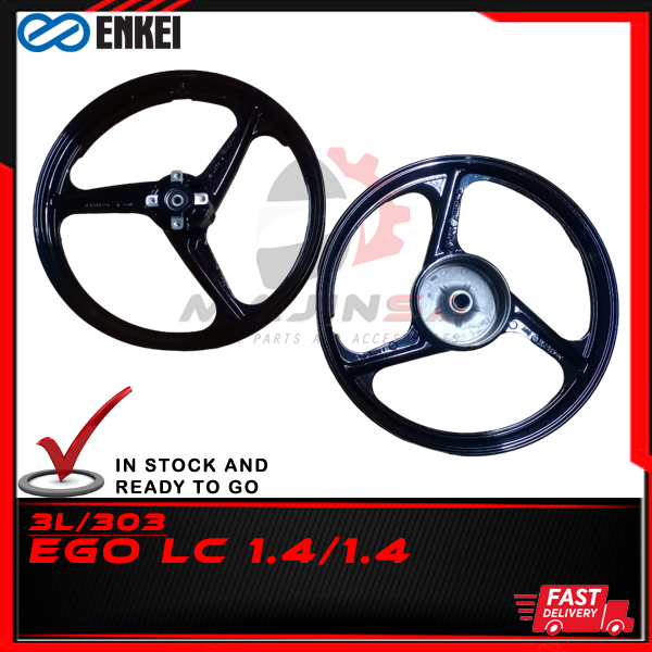 SPORT RIM ENKEI 3 BATANG FULL CHOP ENKEI EGO LC KILAT BLACK 303 3L BRIGHT BLACK Cast Wheel RODA ...