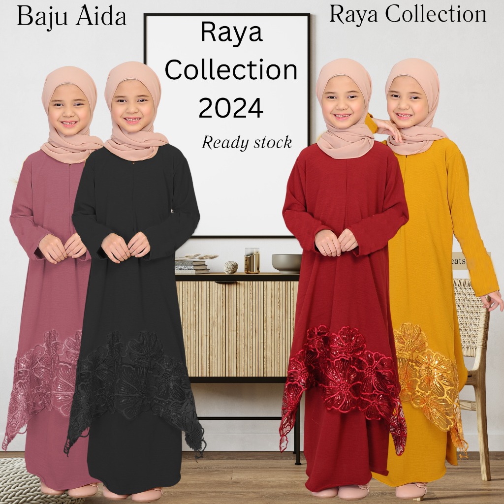 Baju Raya 2024 Aidah kanak-kanak Premium Baju Kurung New Design Lace ...