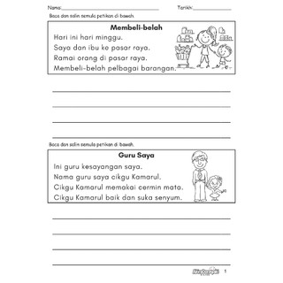 05 PDF [softcopy] Latihan Baca dan Salin Lembaran Kerja Bahasa Melayu - print sendiri | Shopee ...