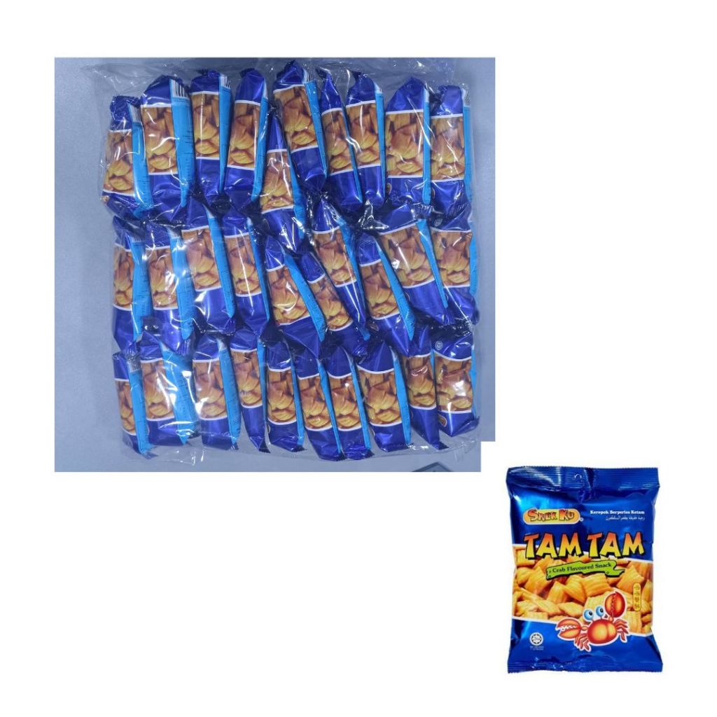 [MMM] Snek Ku Tam Tam Crab Flavoured Snacks (20g x 30 pkts) | Shopee ...