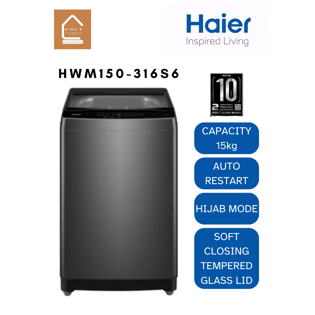 HAIER 15KG Top Load Non-Inverter Washing Machine HWM150-316S6 | Pillow ...
