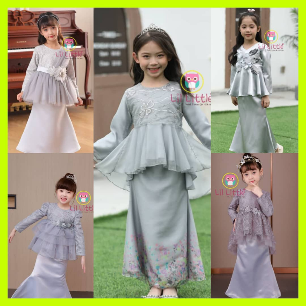 Lil Little PROMOTION Tema Grey Kelabu Baju Kurung Budak Perempuan Kids ...