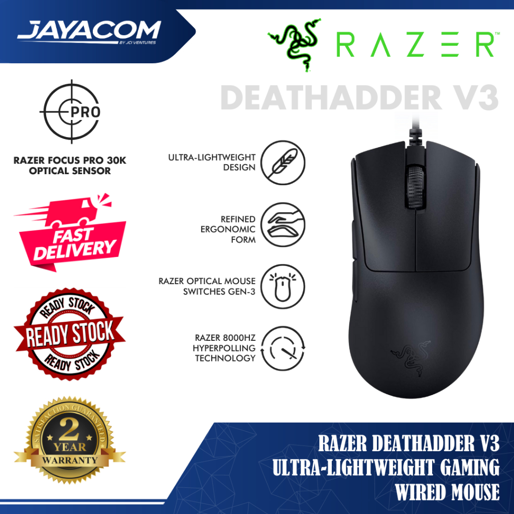 Razer DeathAdder V3 Ultra-Lightweight Wired Gaming Mouse (Refined ...