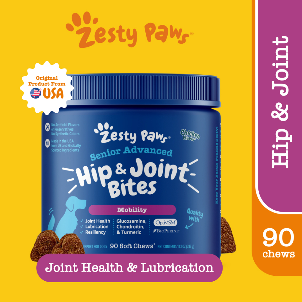 Zesty Paws Advanced Mobility Bites Dogs Hip & Joint - Chicken Flavor ...