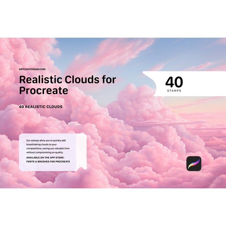 [P405] Realistic Clouds Stamps for Procreate | Cloud Sky Nature | Procreate Brushes | Shopee ...