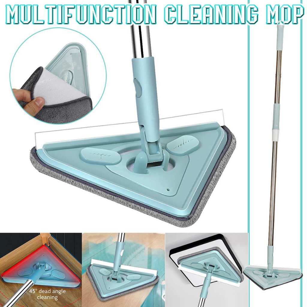 MS 1.5m Triangle Mop 360 Easy Cleaning Rotating Mop Window Car Cleaning ...