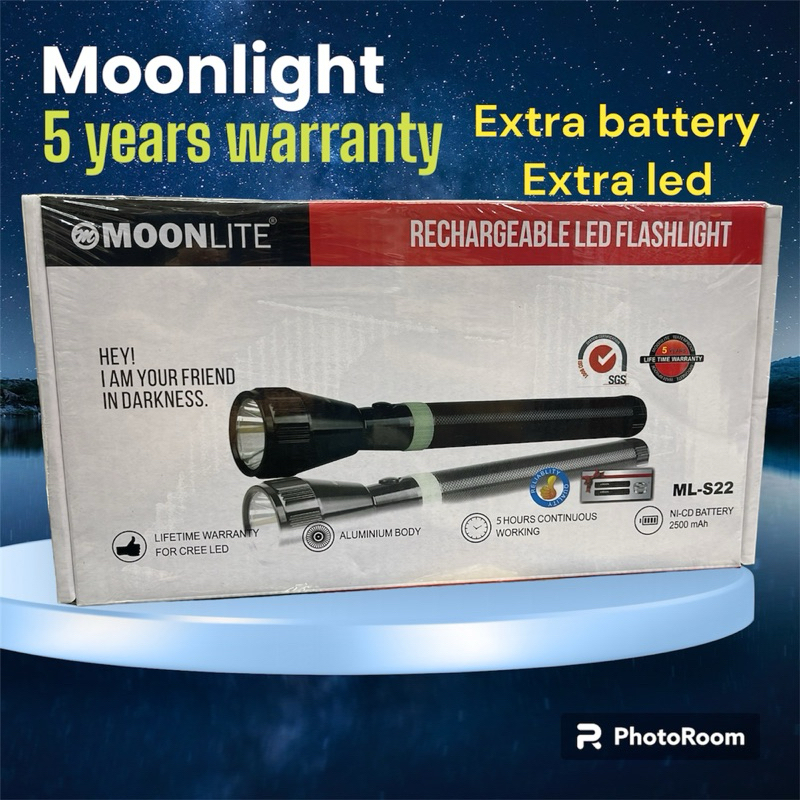 MOONLITE ML-S3 Torch Light Rechargeable Battery LED Long-range Aluminum ...