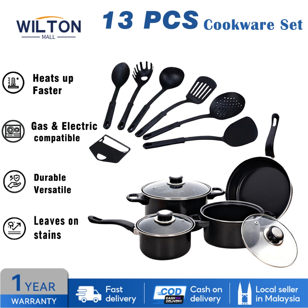 【Ready Stock】13PCS Cookware Non-Stick Cooking Set Frying Pan Soup Pot ...