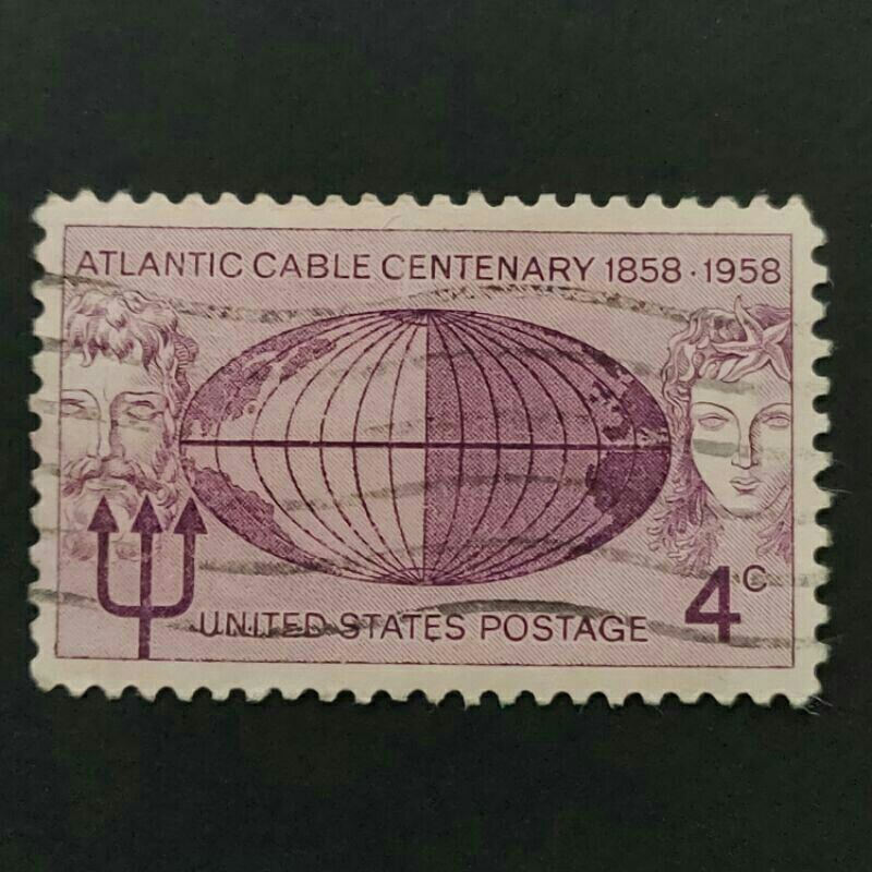 1958 Stamp USA-Complete Unique Used Stamp-4c Atlantic Cable Centenary ...