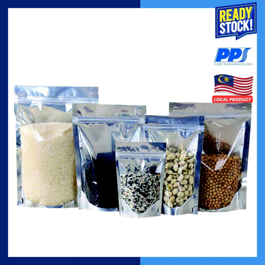 50pcs Aluminium Foil Zip lock Bag Aluminium Stand Zip lock Bag Semi ...