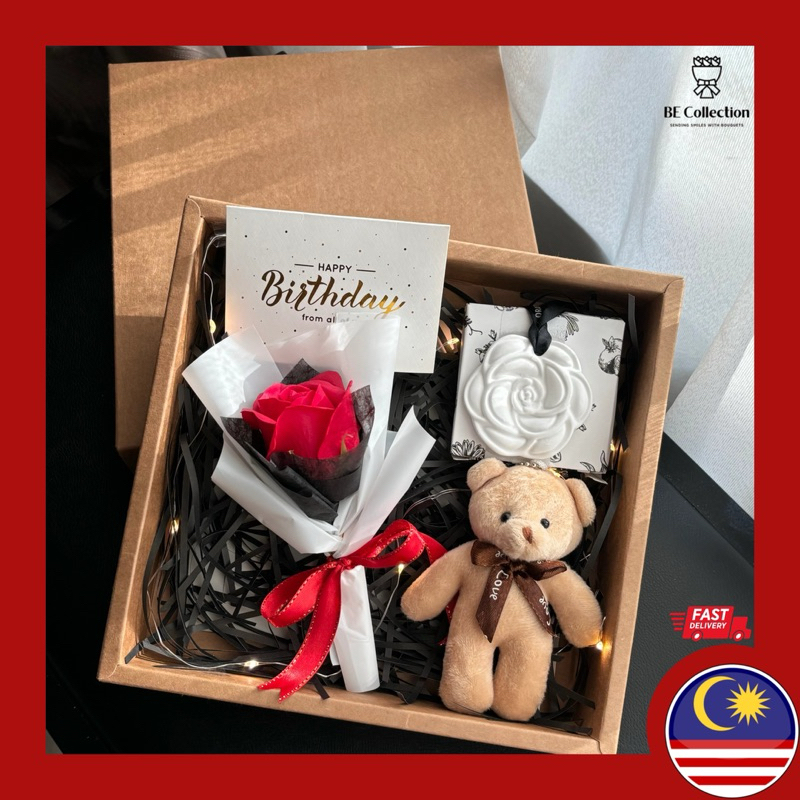 🐻READY STOCK💐 LED Surprise Gift Box Set/Soap flower Bouquet/Bunga Sabun ...