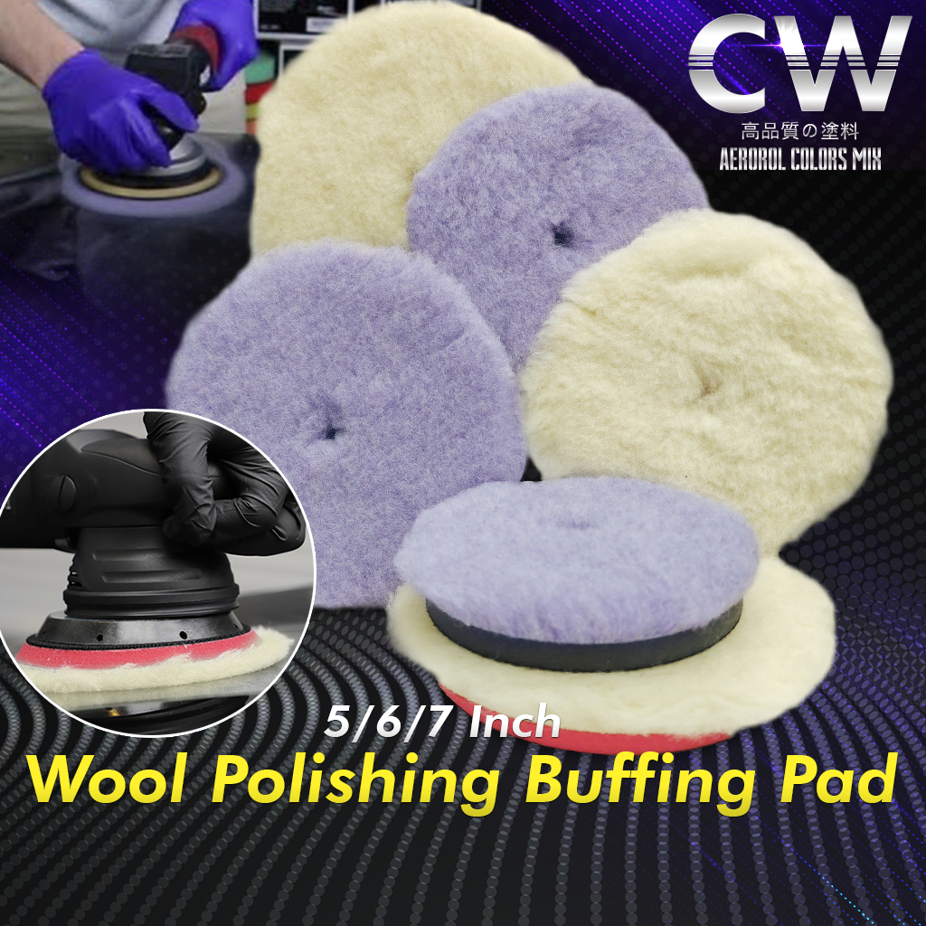 5" 6" 7" Australian Lengthened Wool Buffing Polish Pad Lamb Wool Velcro ...