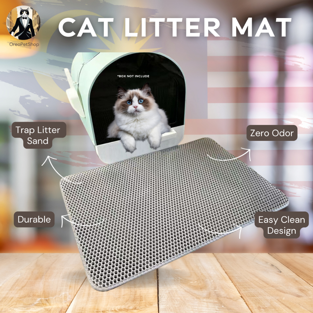 [OreoPet] Cat Litter Mat Double Layer Waterproof Karpet Kucing Besar ...