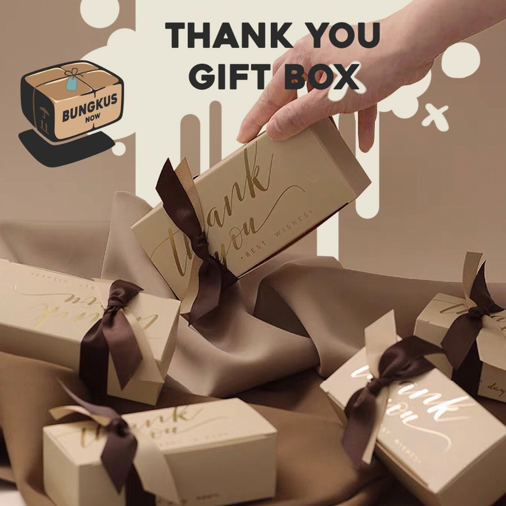Bungkus Now Premium Gold Wording Thank You Gift Box with Ribbon for ...