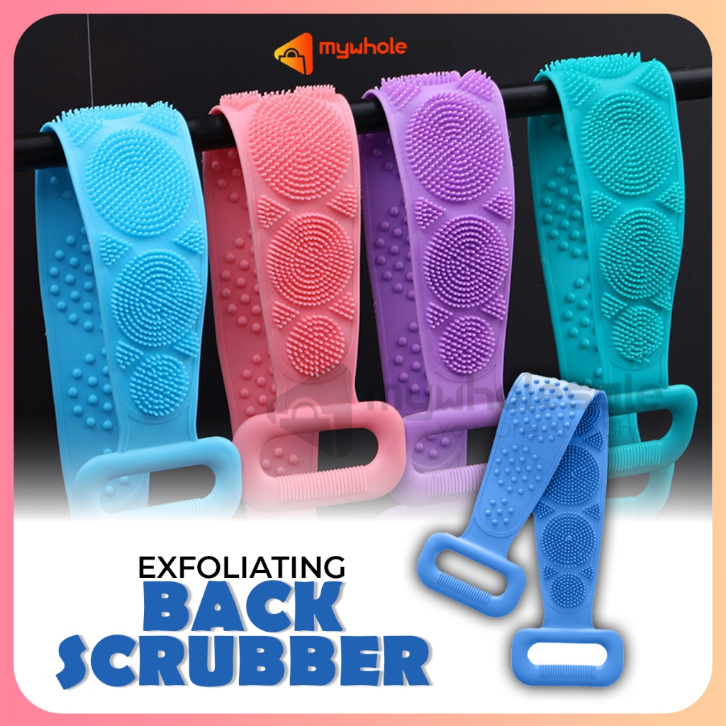 Exfoliating Silicone Back Scrubber Flexible Handle Body Washer Texture