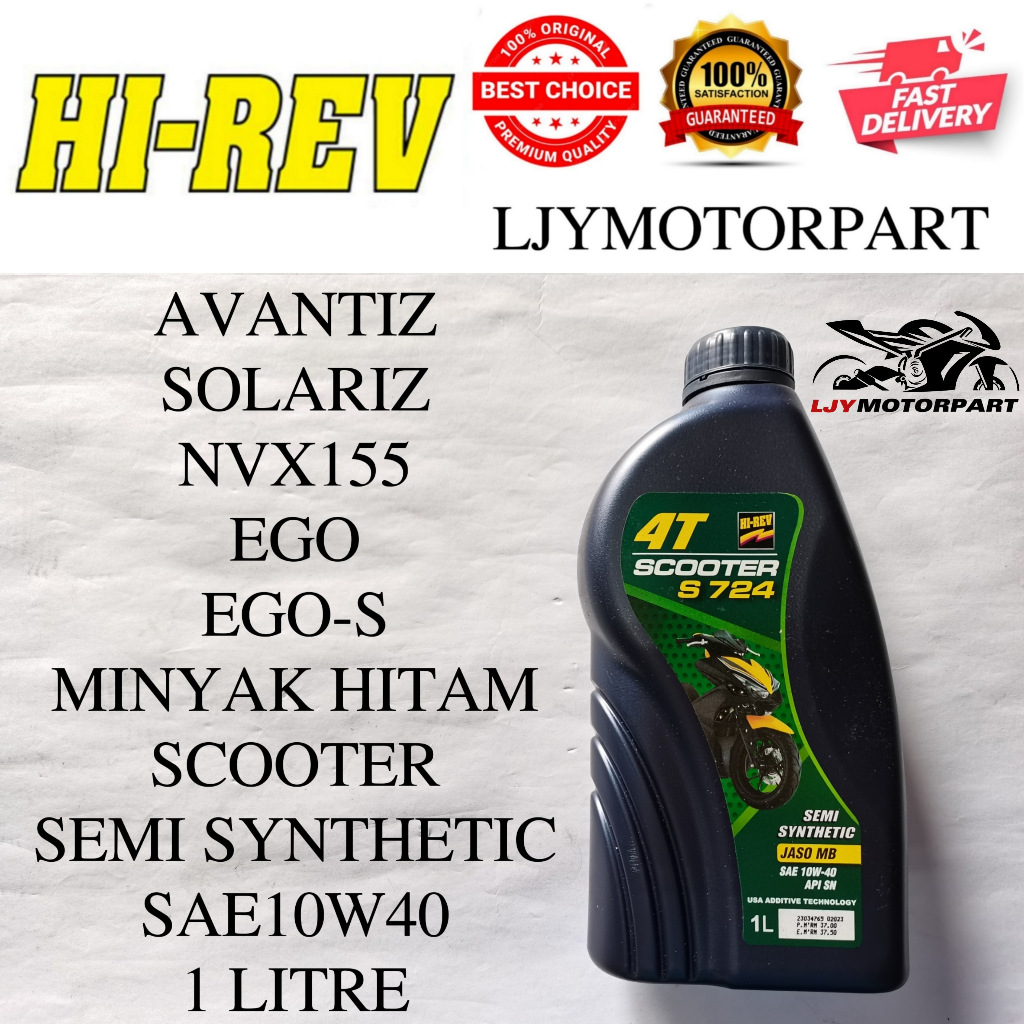 100% ORIGINAL HI-REV 4T SCOOTER S724 SAE 10W40 MINYAK HITAM | Shopee Malaysia
