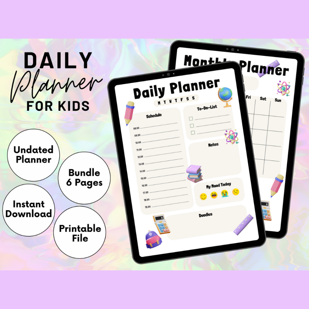KIDS PLANNER - Yearly, Monthly, Weekly, Daily, My Notes (Undated ...