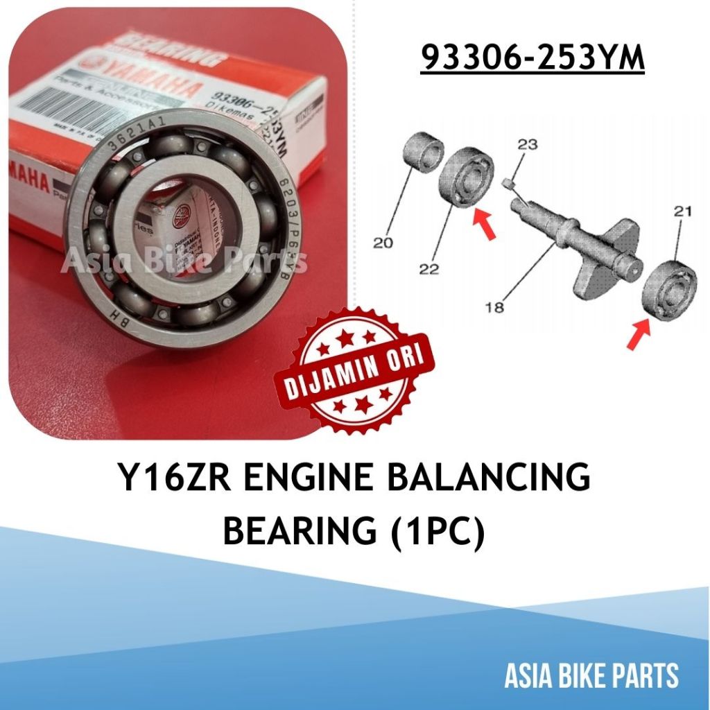 Yamaha Original Y16ZR Engine Balancing Bearing - 93306-253YM | Shopee Malaysia
