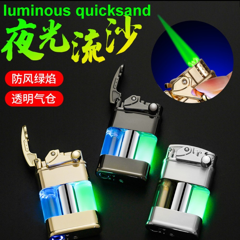 911 Luminous Quicksand Window LED Swing Arm Butane Gas Green Flame ...