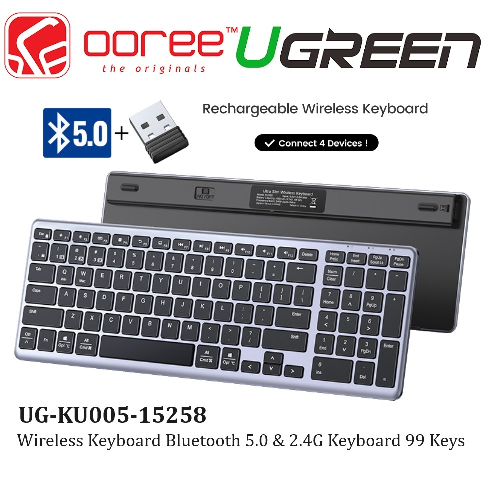 UGREEN UG-KU005-15258 WIRELESS KEYBOARD BLUETOOTH 5.0 & 2.4G KEYBOARD ...
