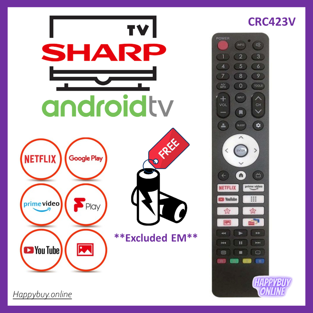 Suitable for Sharp Android Smart TV Remote Control CRC 423V Youtube ...