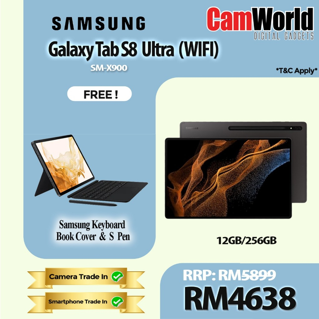 Samsung Galaxy Tab S8 Ultra SM-X900 ( 12GB + 256GB ) With Keyboard Book ...