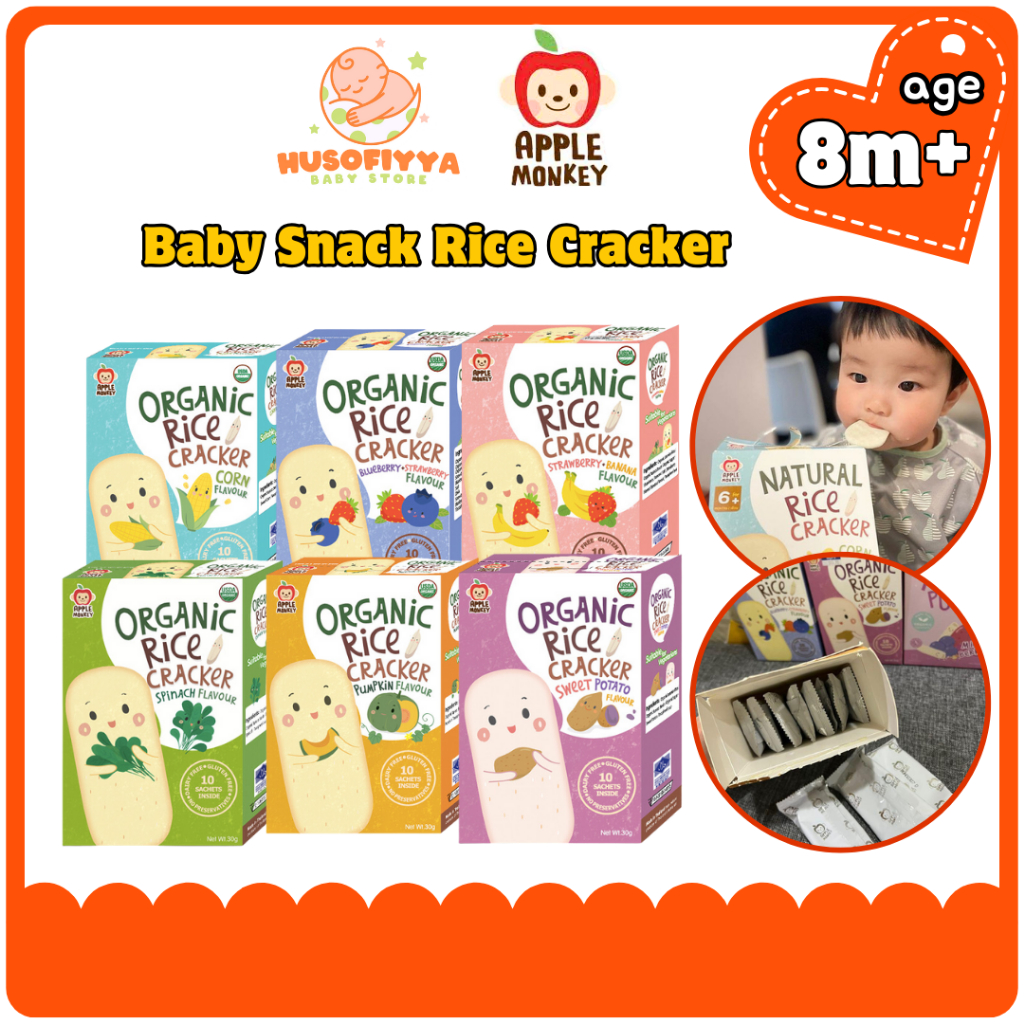 Apple Monkey Organic Rice Baby Cracker Rice Cracker | Multi Puff ...