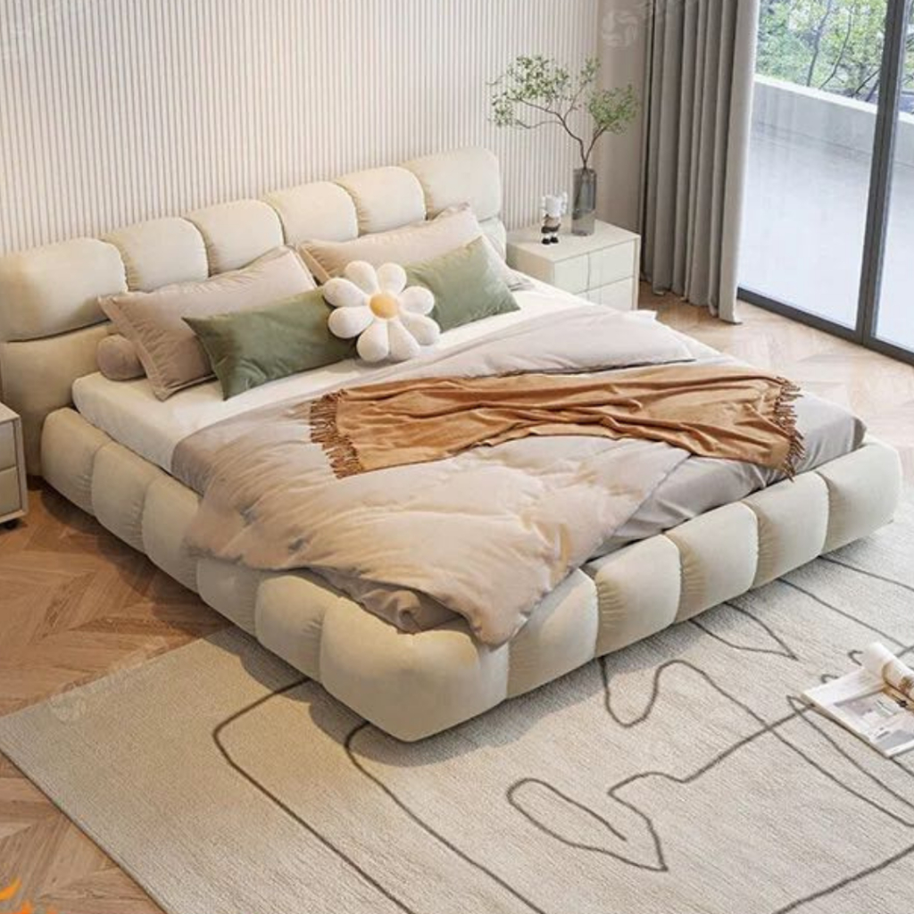 Luxury Design Puff Bed Leathaire Multifunctional Bed Frame Storage Bed Frame Simple Morden Milk ...