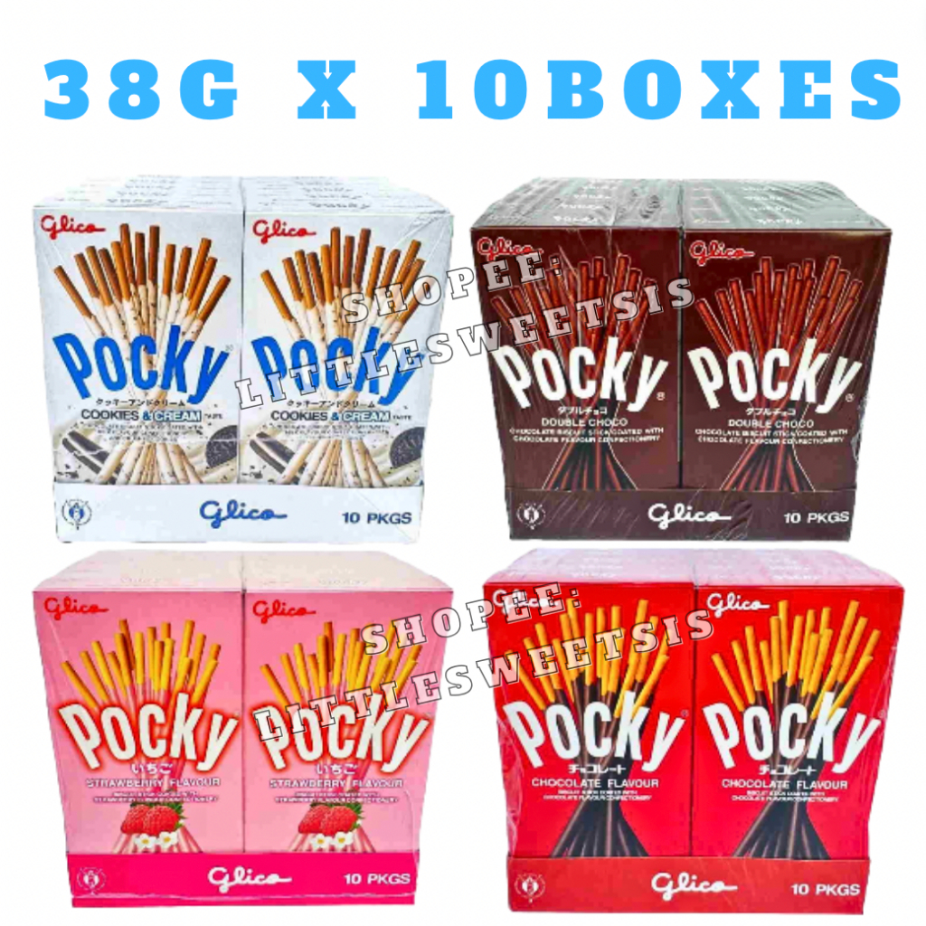 POCKY [38G x 10BOXES] CHOCOLATE/ DOUBLE CHOCOLATE/ COOKIES & CREAM /STRAWBERRY | Shopee Malaysia