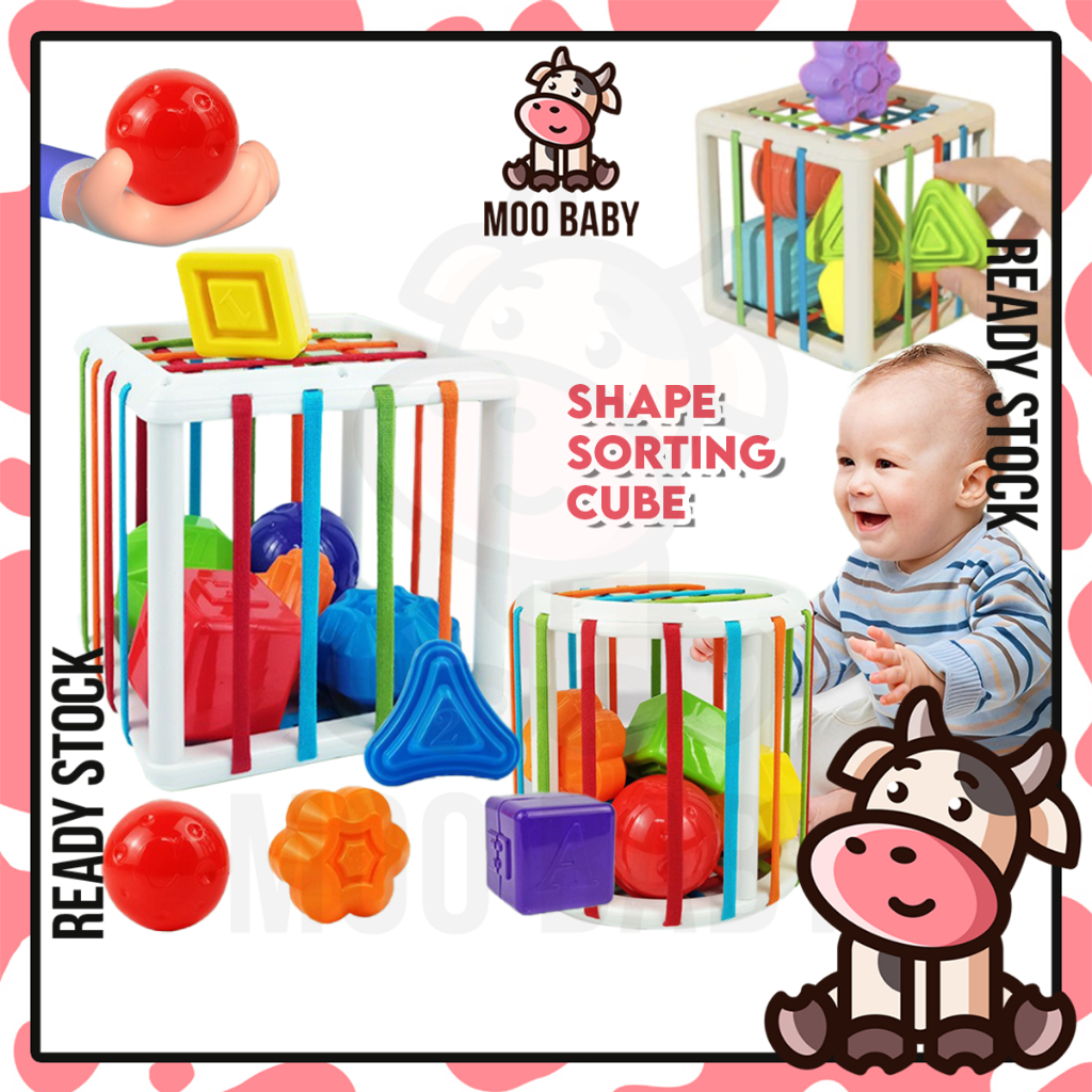 Moo Baby Toy Mainan Baby 7 Bulan Shape Sorting Cube Montessori Toys ...