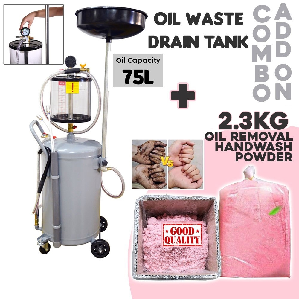 3197 Oil Receiver 75L Portable Oil Waste Drain Tank Air Operated ...