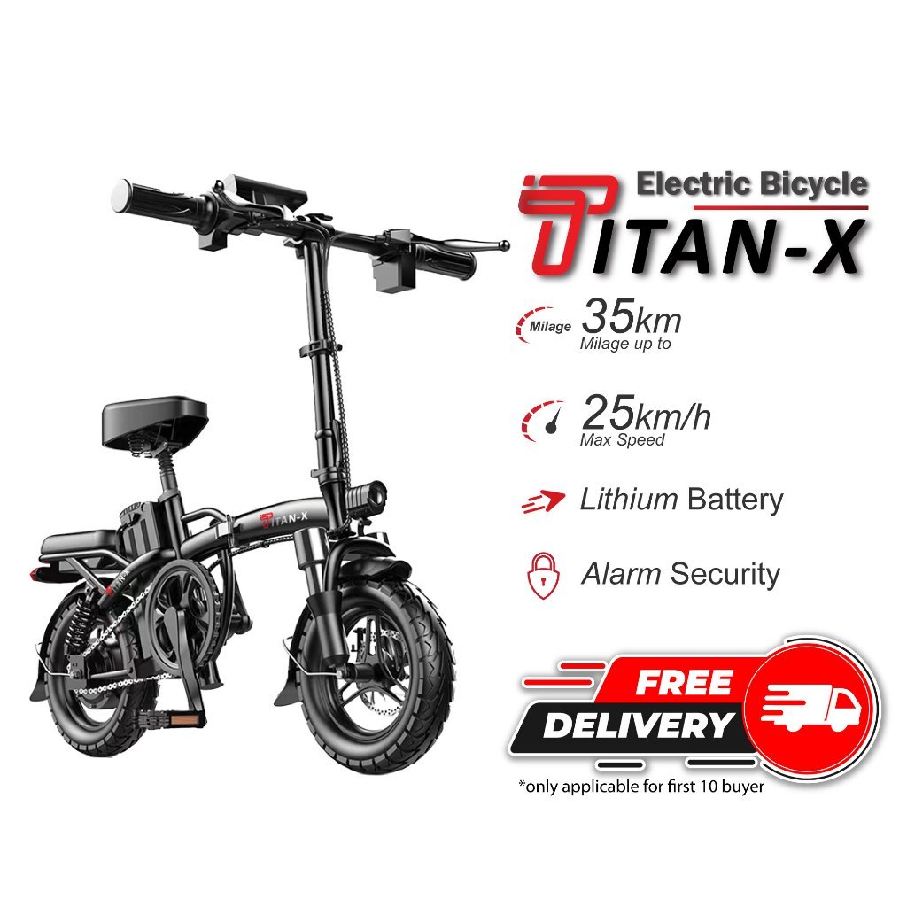 TITAN-X basikal Electric Bike E-Bike Scooter Basikal Elektrik Skuter 35KM 6 hours charging ebike ...