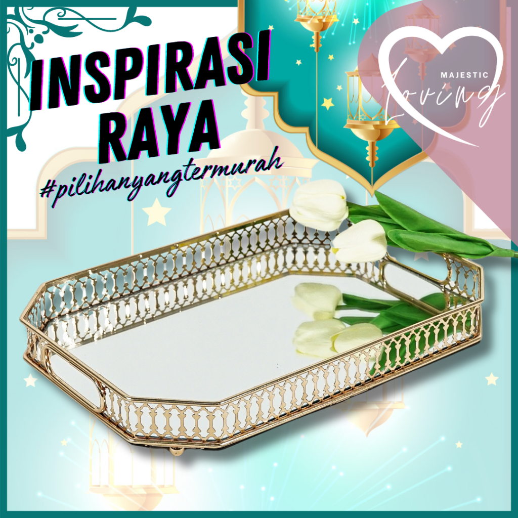 ⚡️SARANG HAE YO⚡️Dulang Kaca Cermin Tray Petak Dulang Hantaran Kahwin ...