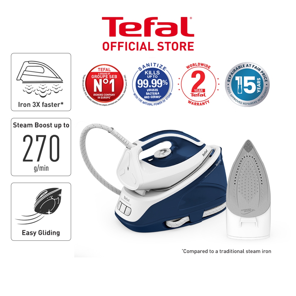 Tefal Express Easy SV6116 Steam Generator Iron (2200W, 120/270g/min steam output/ boost, auto ...