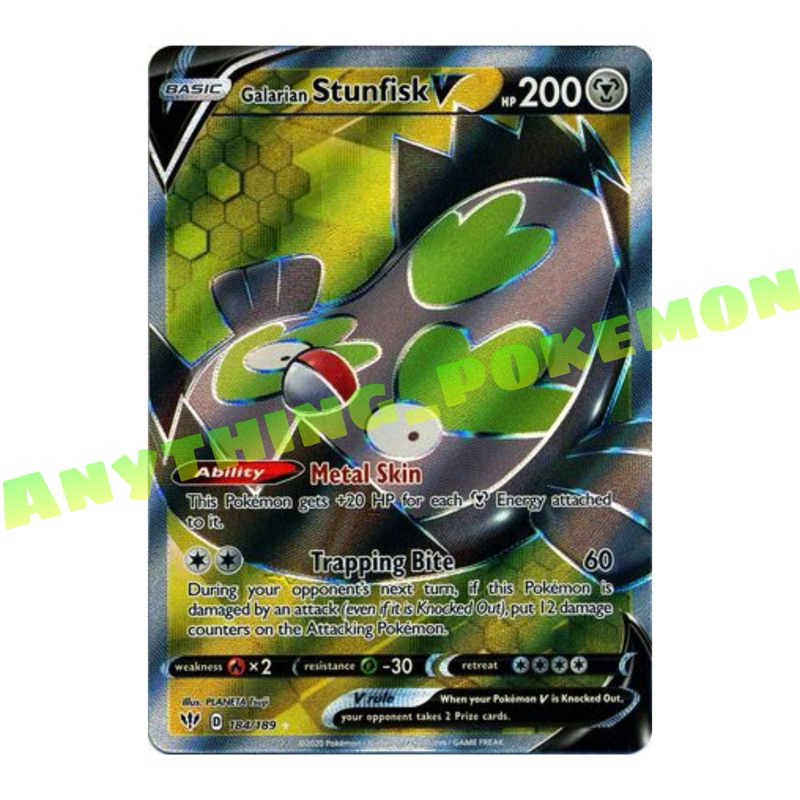 Pokemon Card - Galarian Stunfisk V (184/189) - Full Art Ultra Rare ...