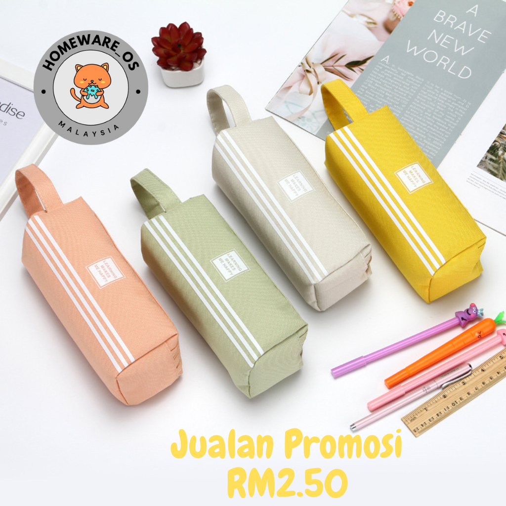 HomeWare Multi-function Extra Large Double Zipper Canvas Pencil Case ...