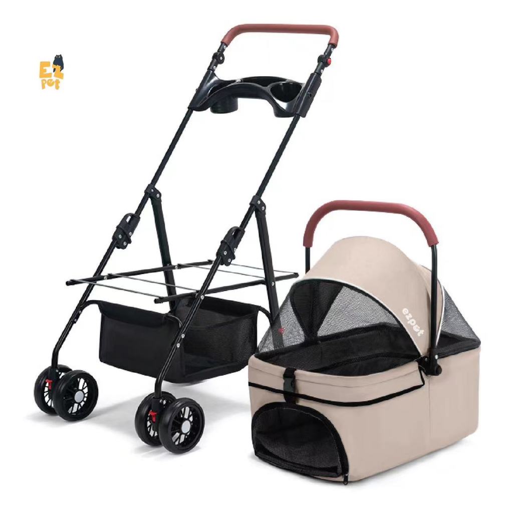 EZPET🐱【2in1 Detachable Pet Stroller】Pet Trolley Troli Kucing Foldable ...