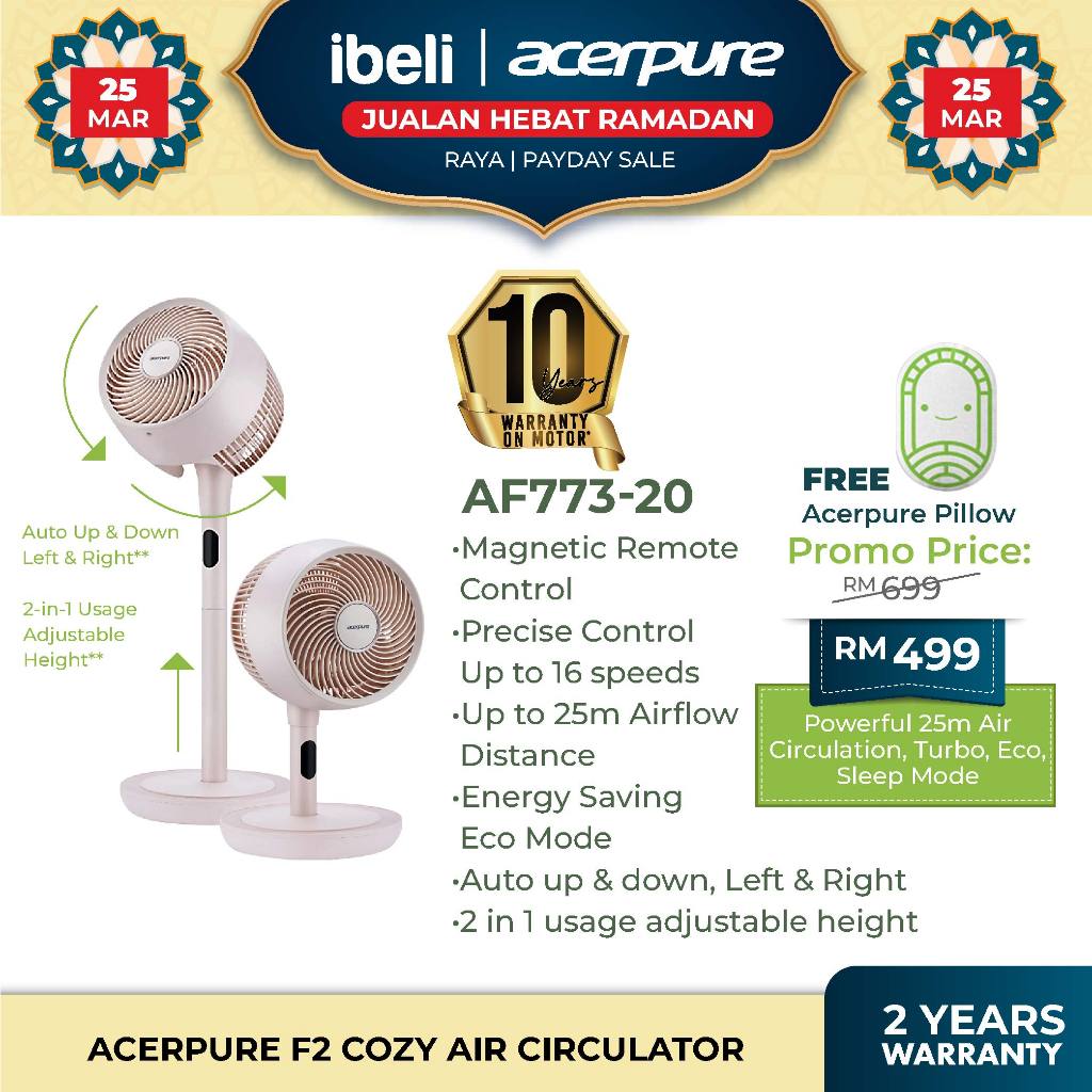 Acerpure Cozy F2 Air Circulator Fan - Pink/Beige | Shopee Malaysia