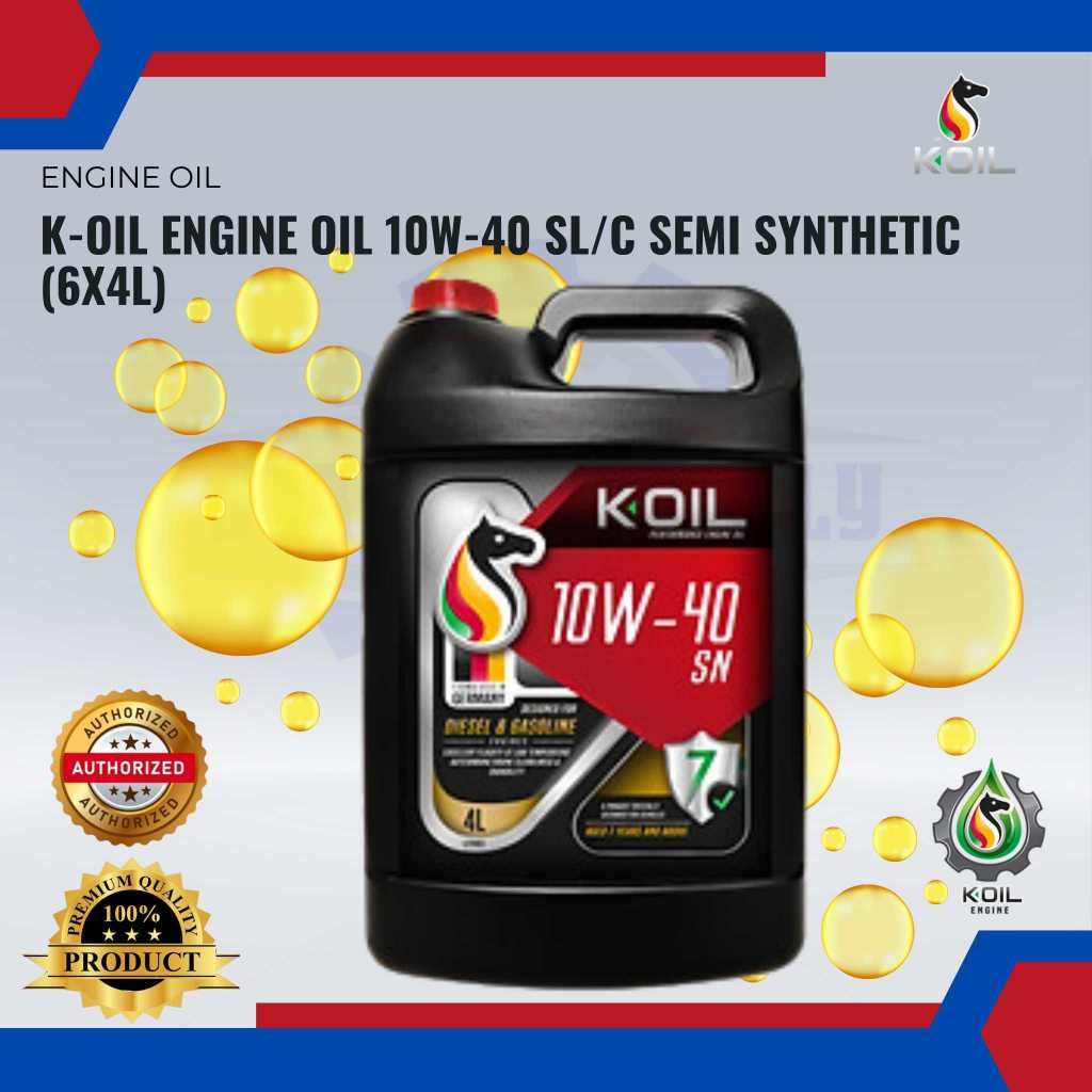 K-OIL Engine Oil 10W-40 SL/C Semi Synthetic (6X4L) | Shopee Malaysia